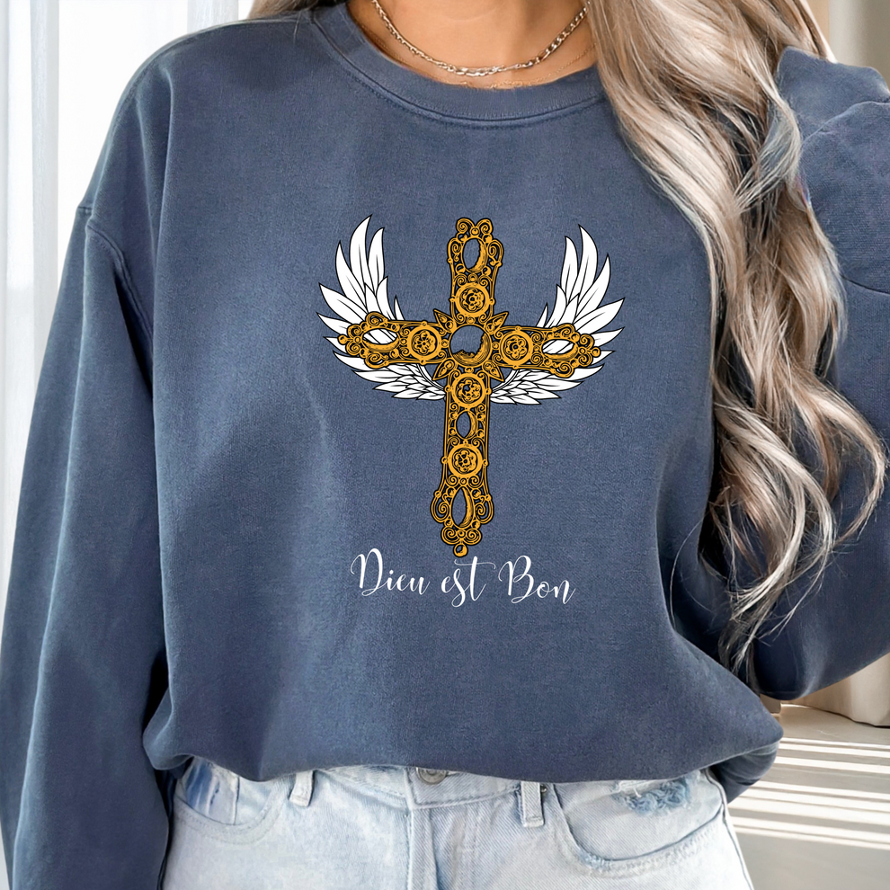 Dieu est Bon God is Good Comfort Colors long-sleeve Cozy shirt ...